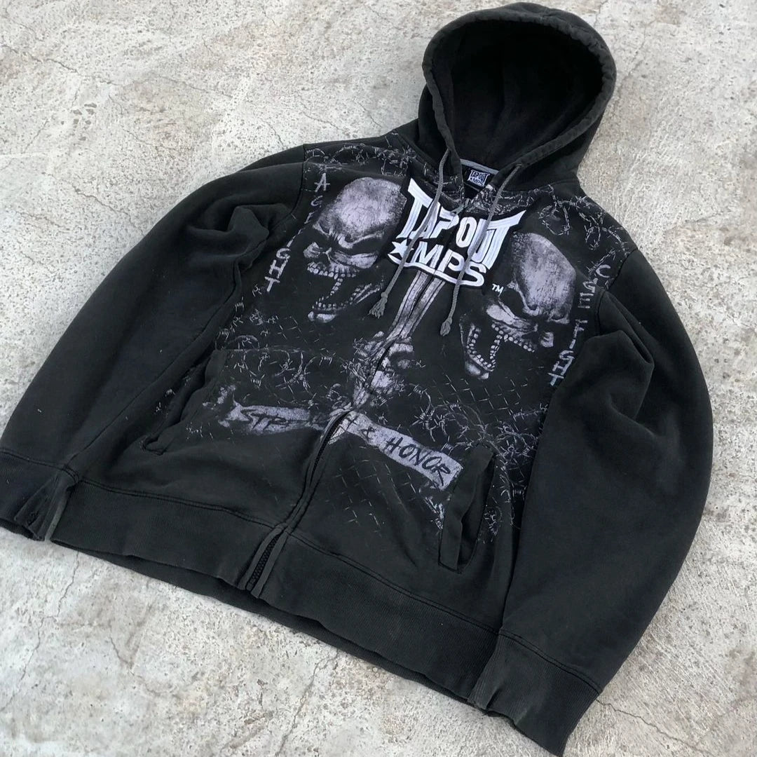 Vintage Y2K Gothic Skeleton Zipper Hoodie – Shop PrincessAce