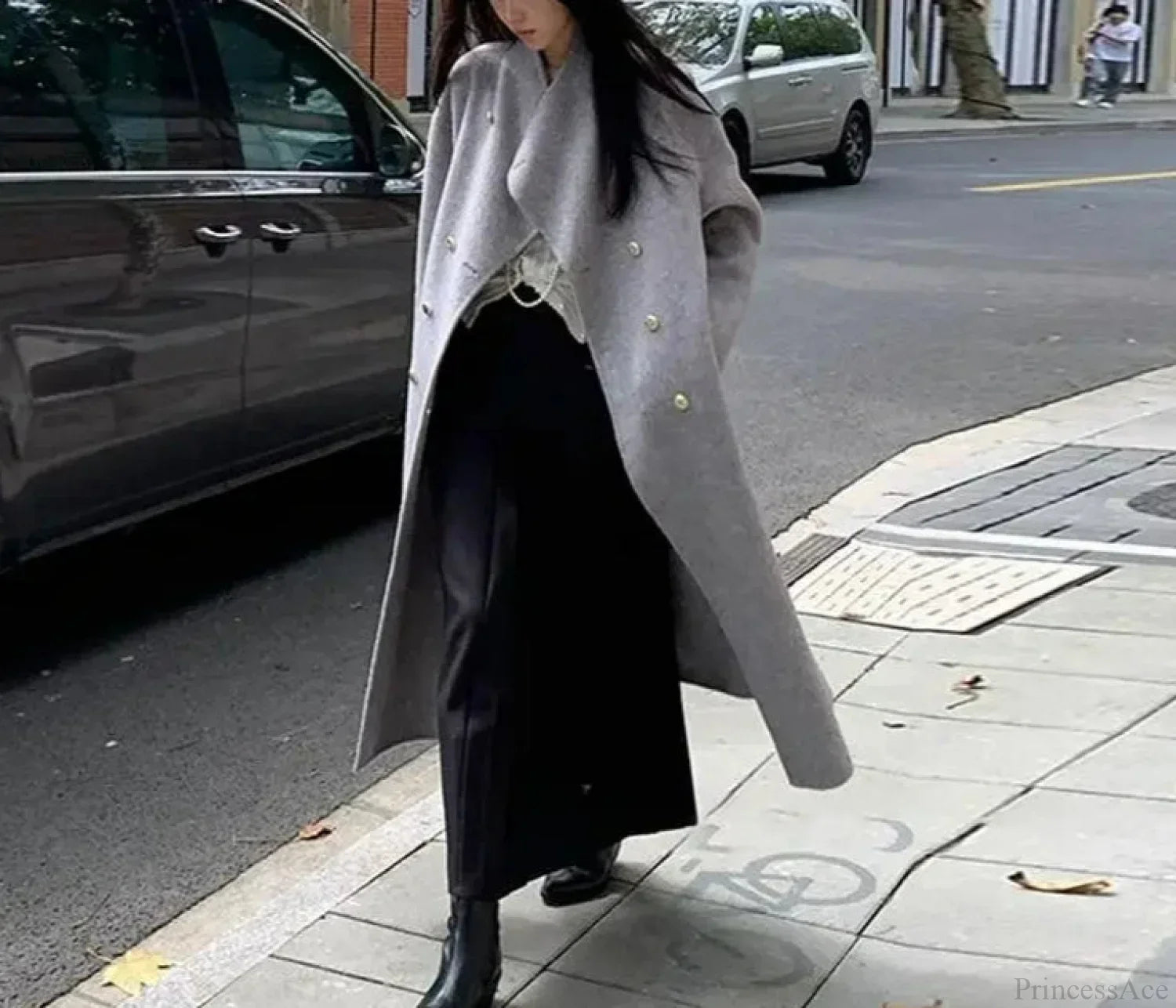 Grey Wool Loose-Fit Fleece Overcoat – Shop PrincessAce
